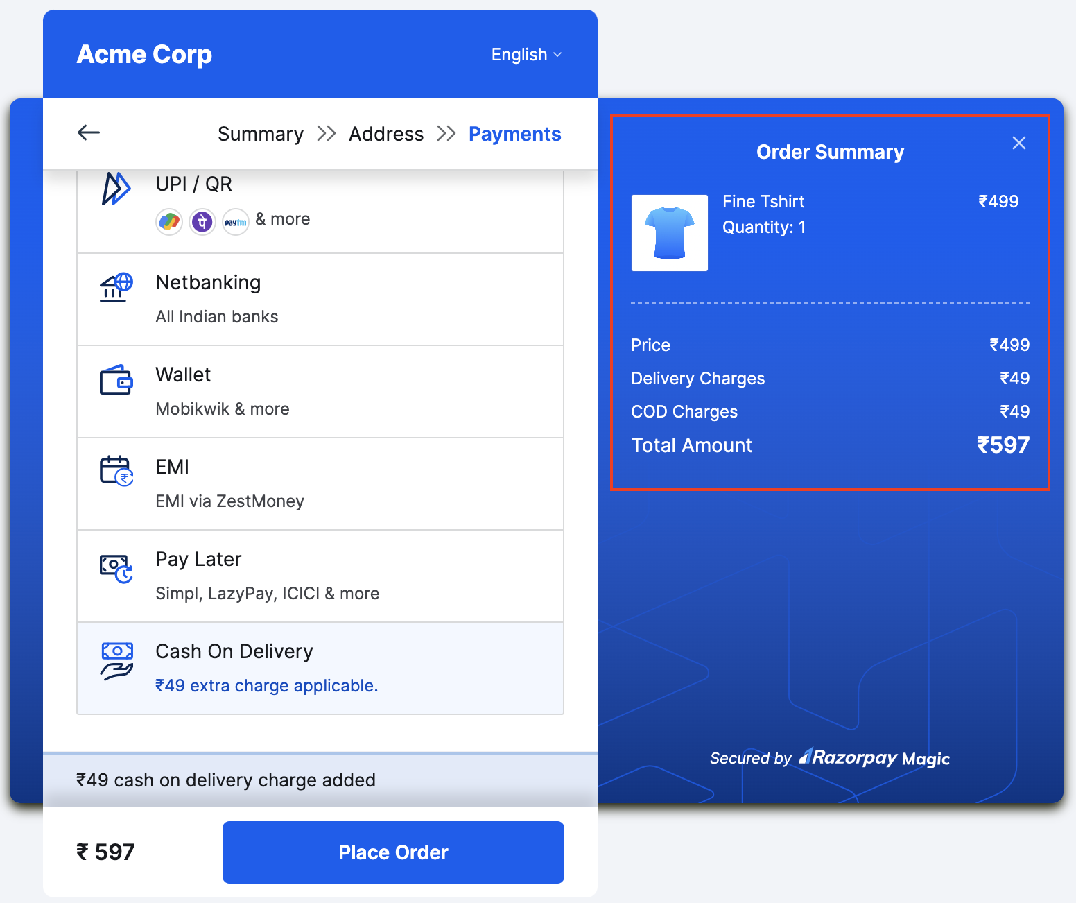 Razorpay Magic Checkout Flow | Curlec Docs